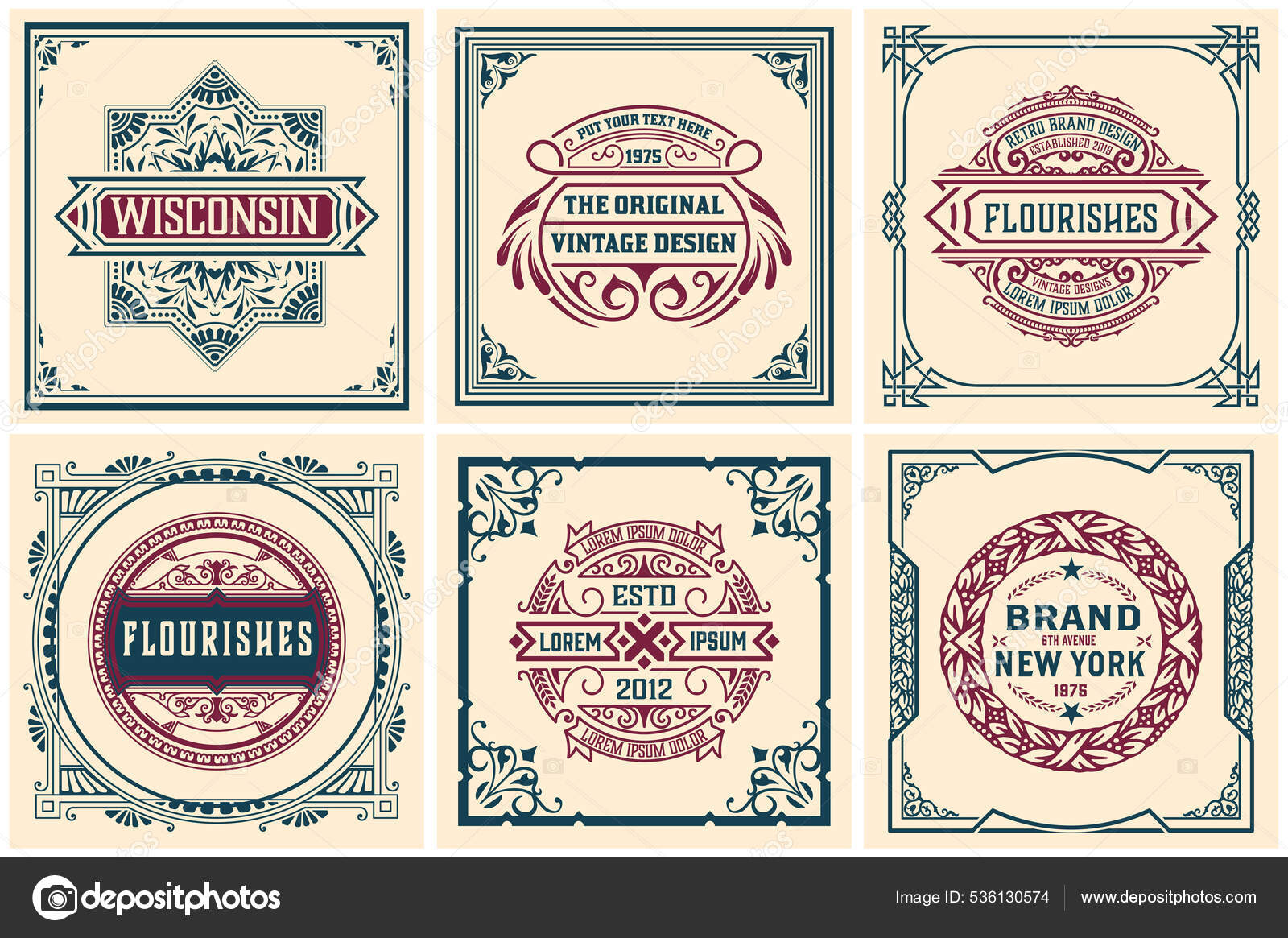Set Labels Western Style Stock Vector by ©roverto007 536130574