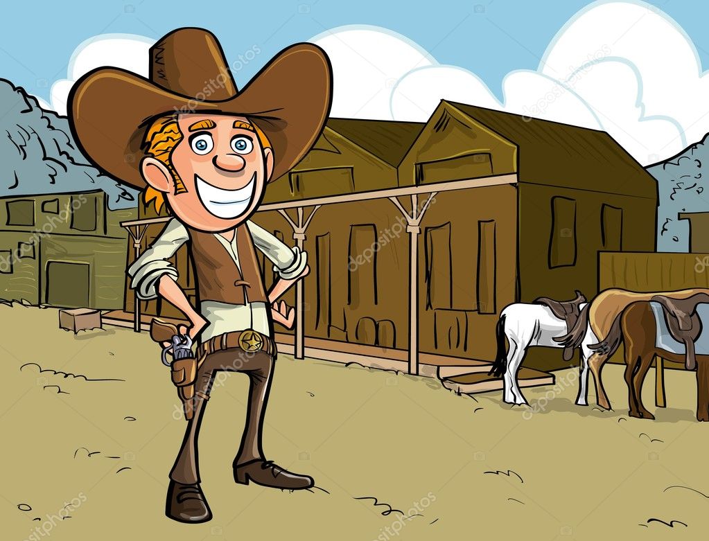 Cowboy dos desenhos animados com seis armas Vetor de stock de ...