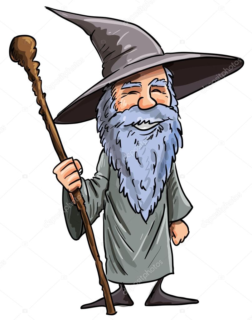 Friendly cartoon Wizard with staff — Stock Vector © antonbrand #20728783