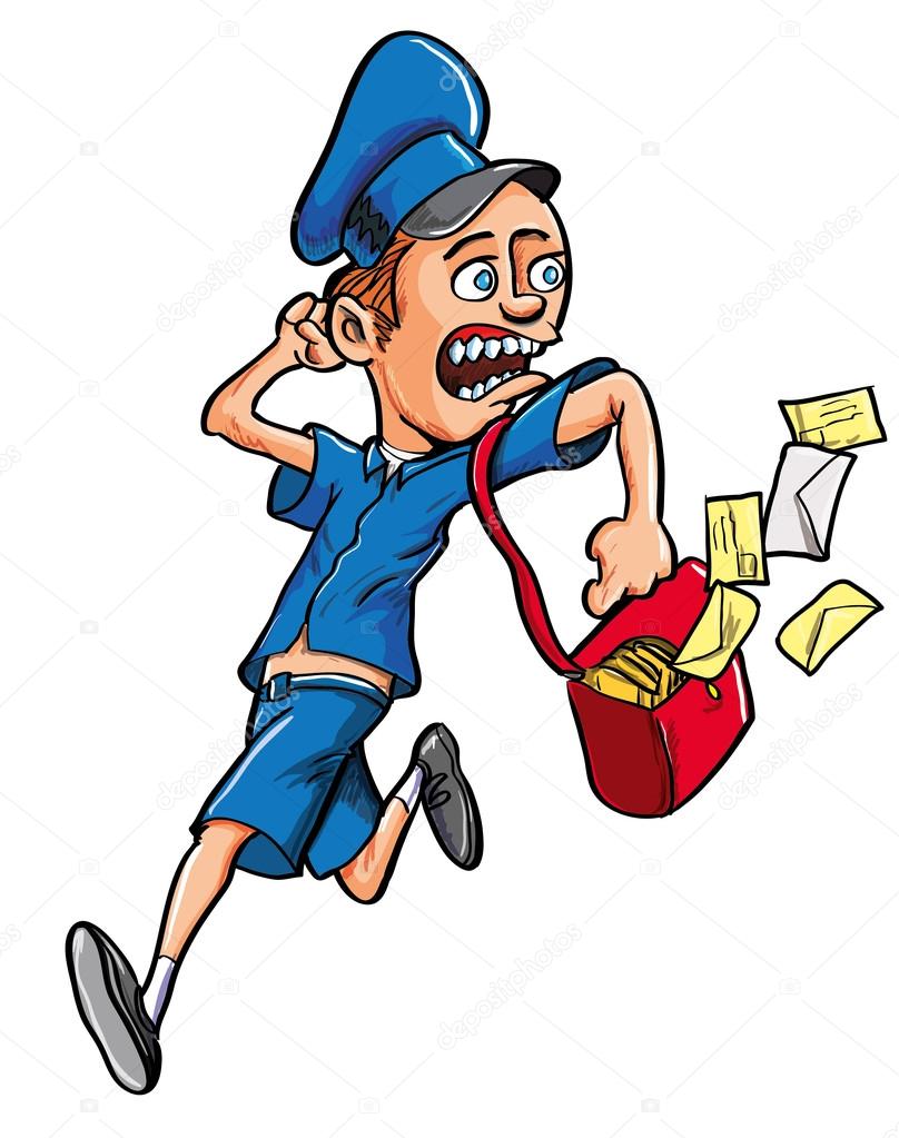 Cartoon Postman ausgeführt — Stockvektor © antonbrand #21346547