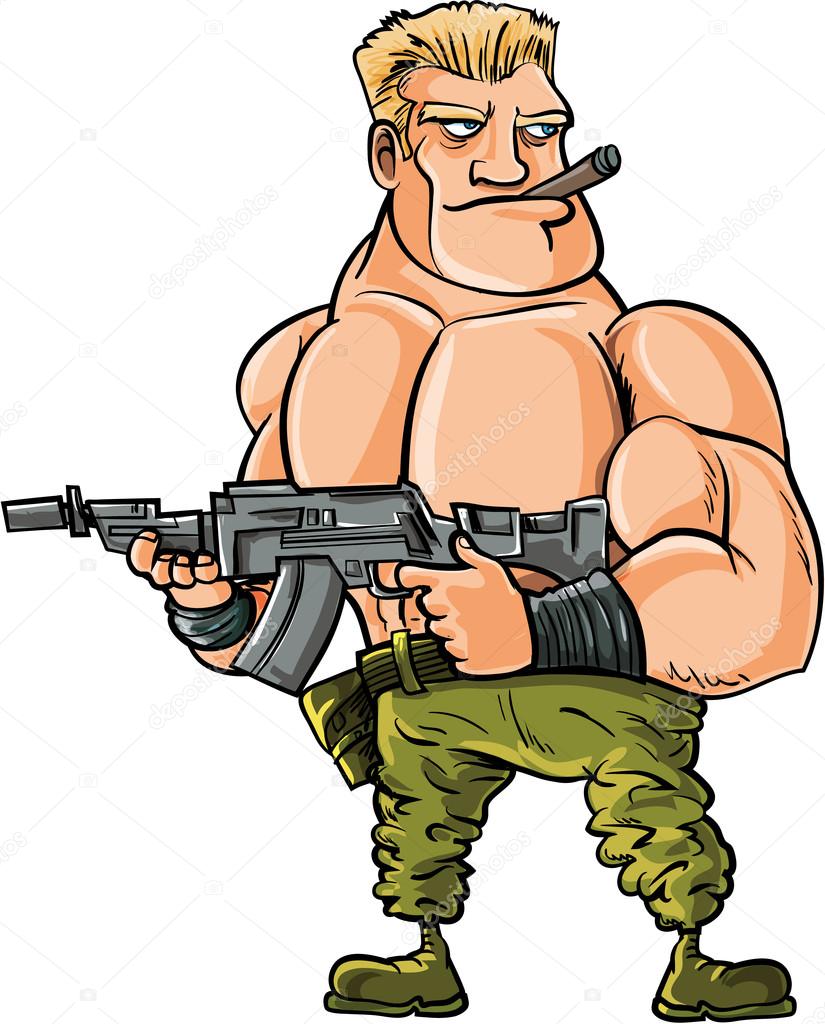 Cartoon Soldier With Gun