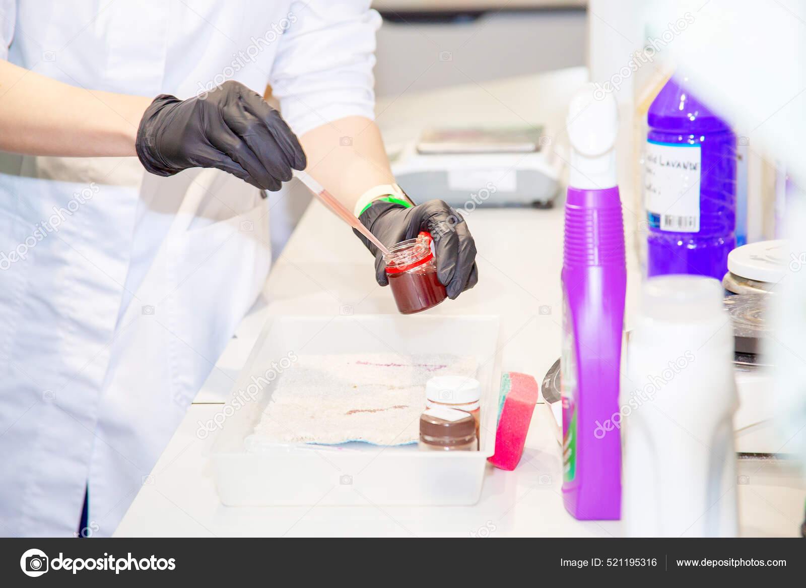 Process Conducting Experiments Laboratory Pouring Solution Experimental ...