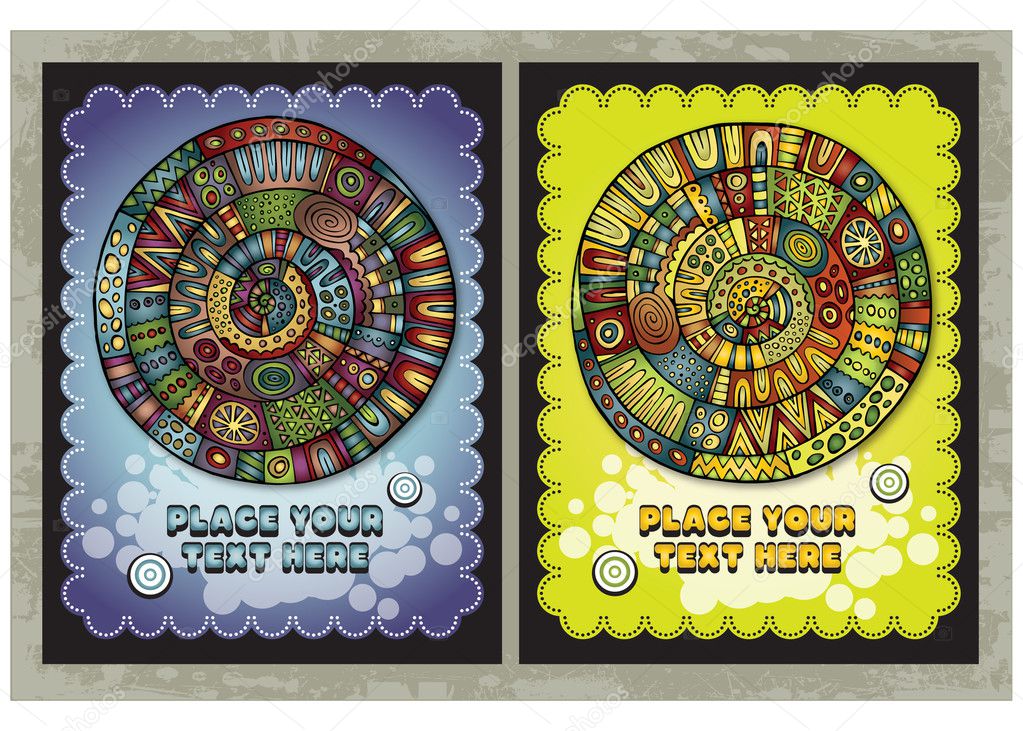 Hippie cards of abstract round backgrounds Stock Vector Image by ...