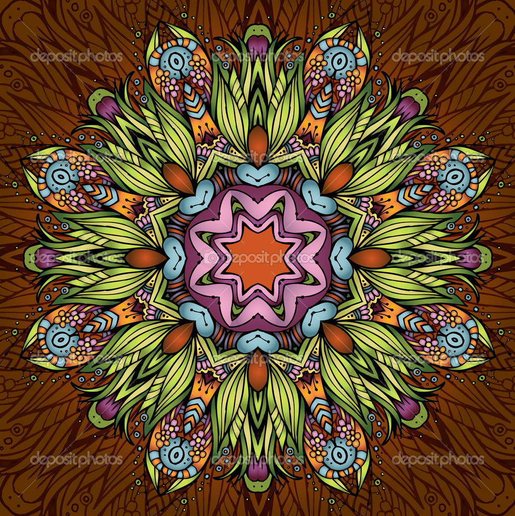 Beautiful decorative nature circle vector ornamental background — Stock ...