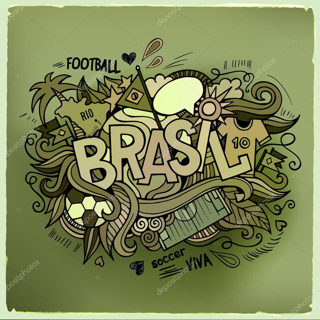 Brasil Summer hand lettering and doodles elements Stock Vector by ...
