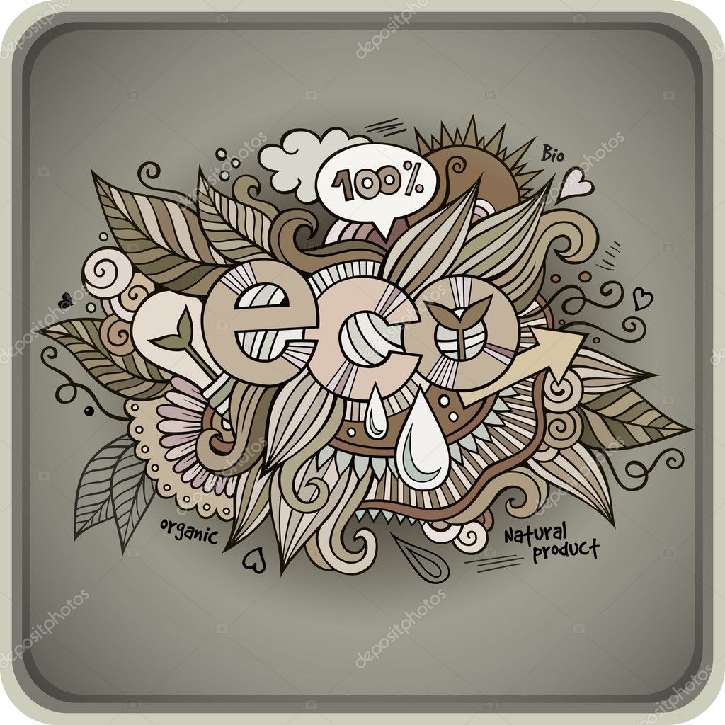 Eco hand lettering and doodles elements Stock Vector Image by ...