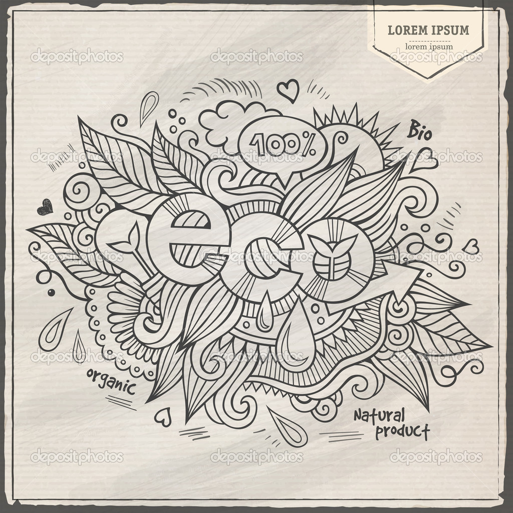 Eco hand lettering and doodles elements Stock Vector Image by ...