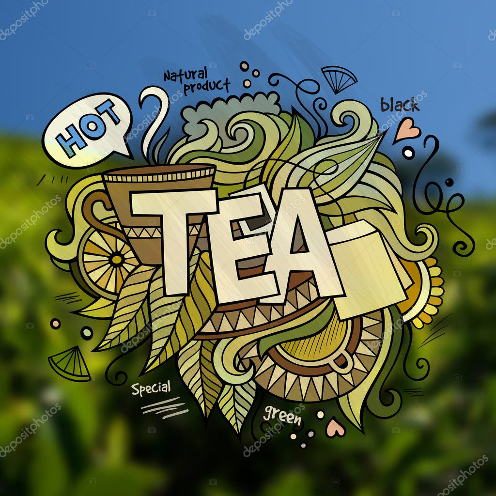 Tea hand lettering and doodles elements Stock Vector Image by ...