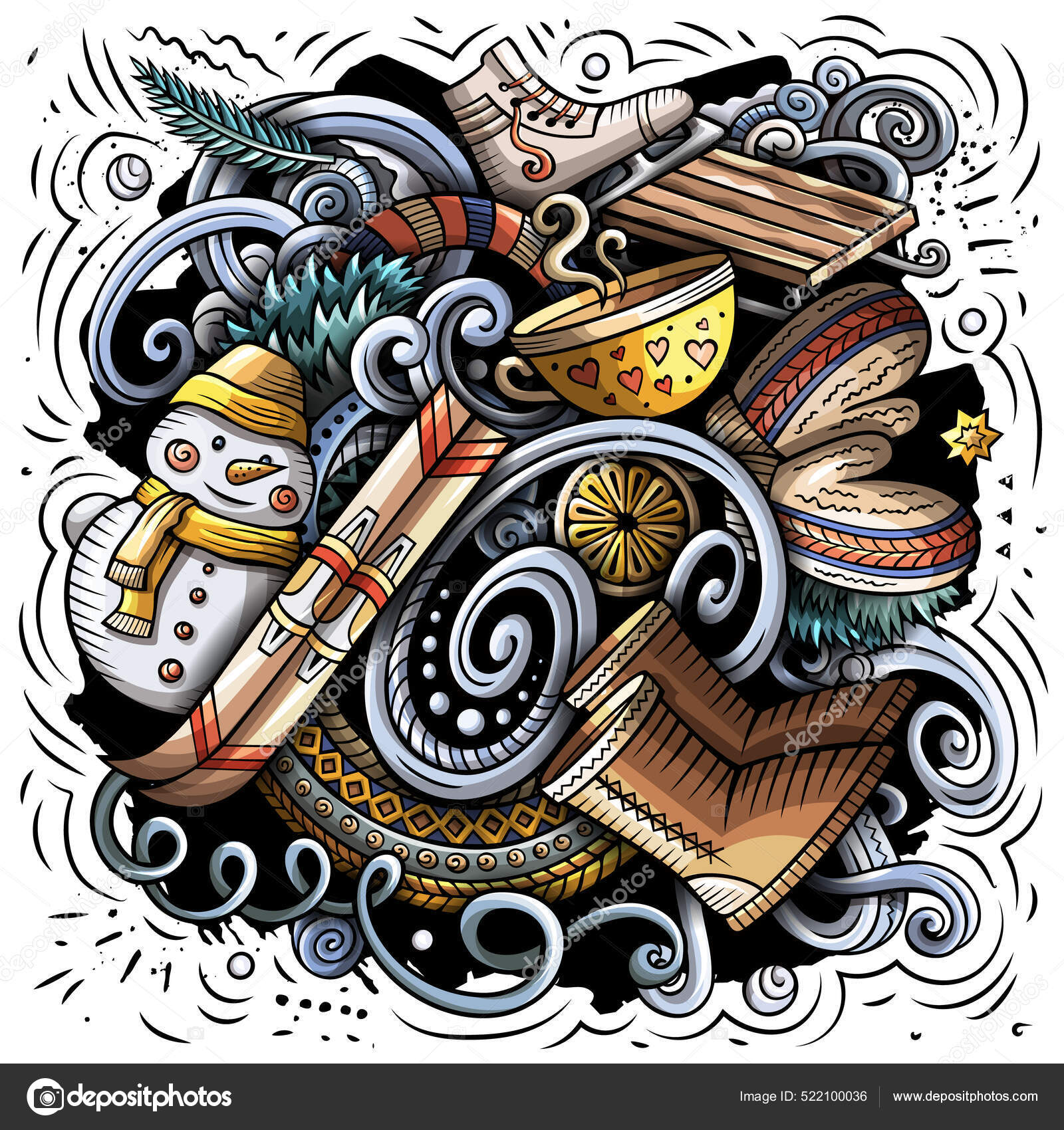 Cartoon raster doodles Winter illustration Stock Photo by ©3dsparrow ...