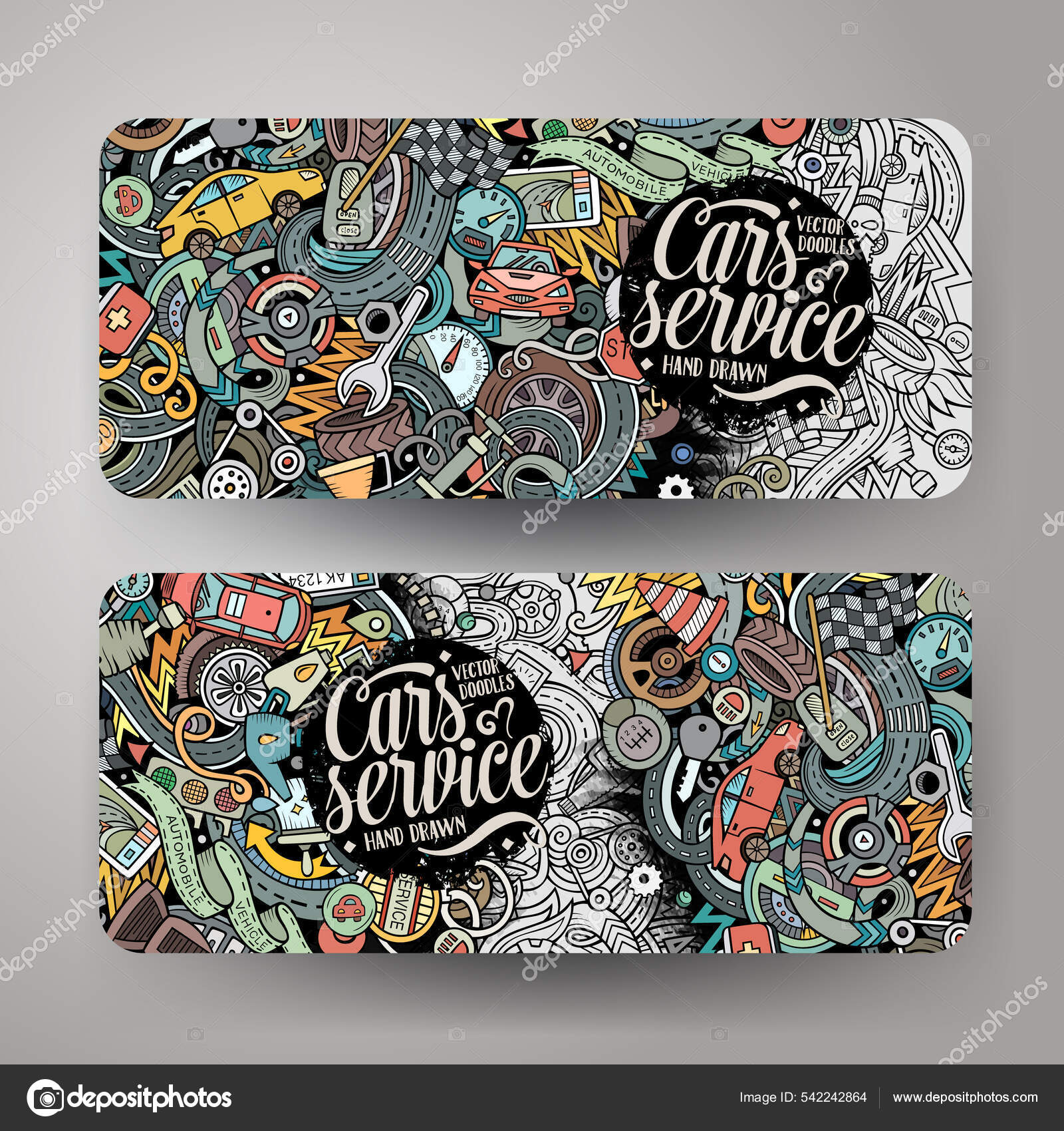 Cartoon Cute Colorful Vector Hand Drawn Doodles Automotive Corporate ...