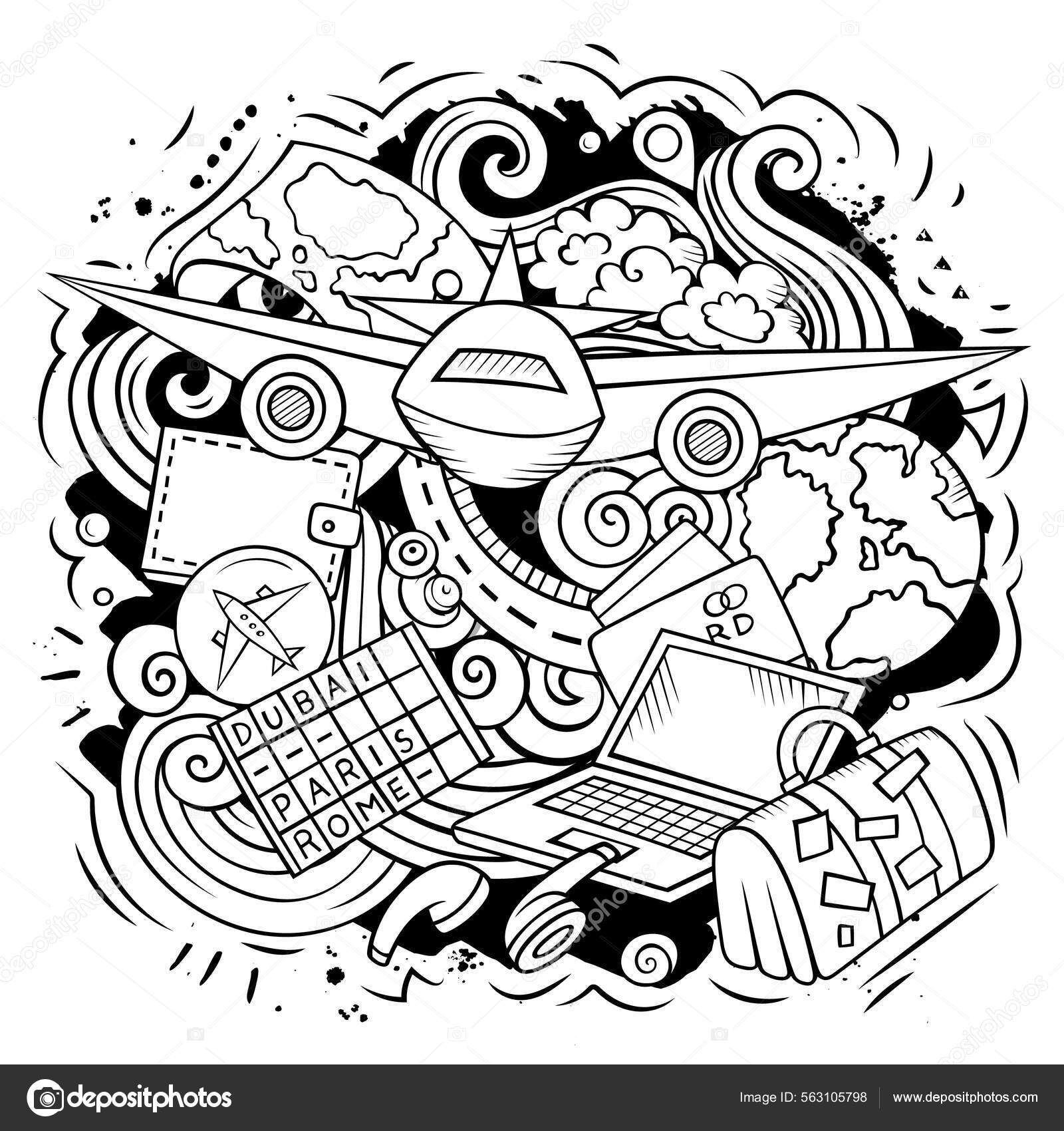 Viajar vector garabatos ilustración. Vector de stock #563105798 de ...