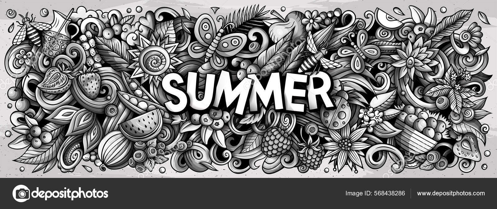 Summer hand drawn cartoon doodle illustration. Stock Photo by ...