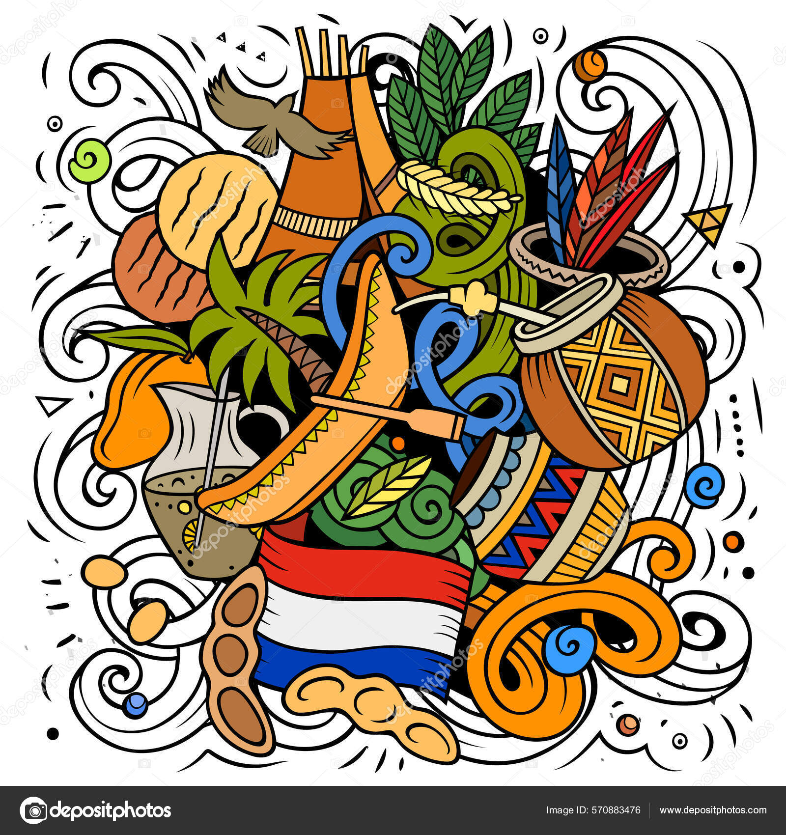 Paraguay hand drawn cartoon doodles illustration. Stock Photo by ...