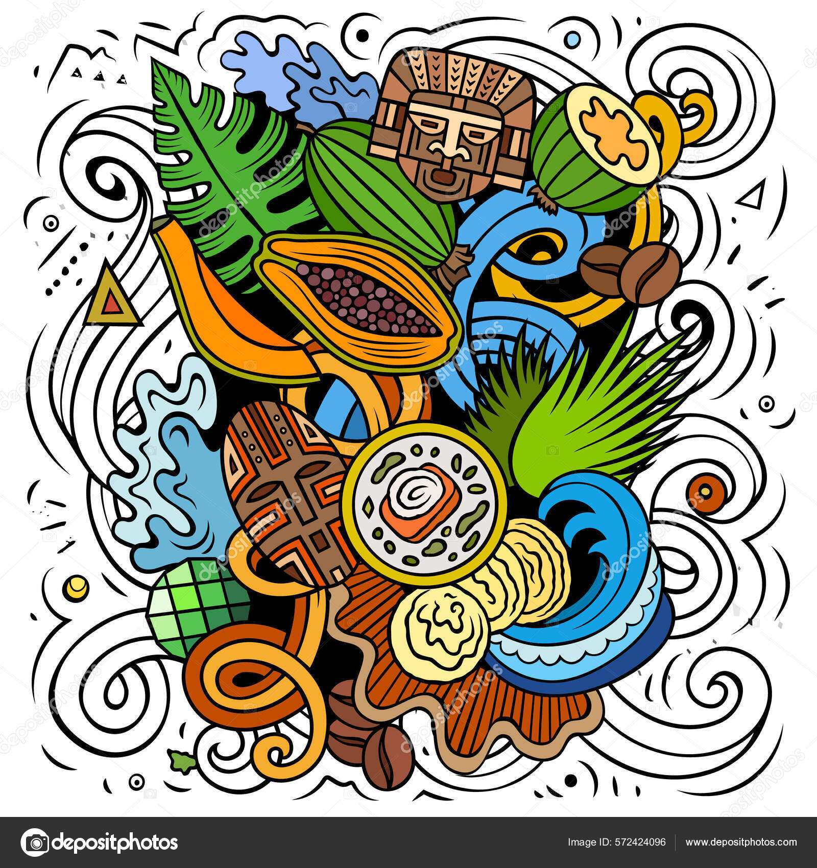Colombia Hand Drawn Cartoon Doodles Illustration Funny Colombian Travel ...