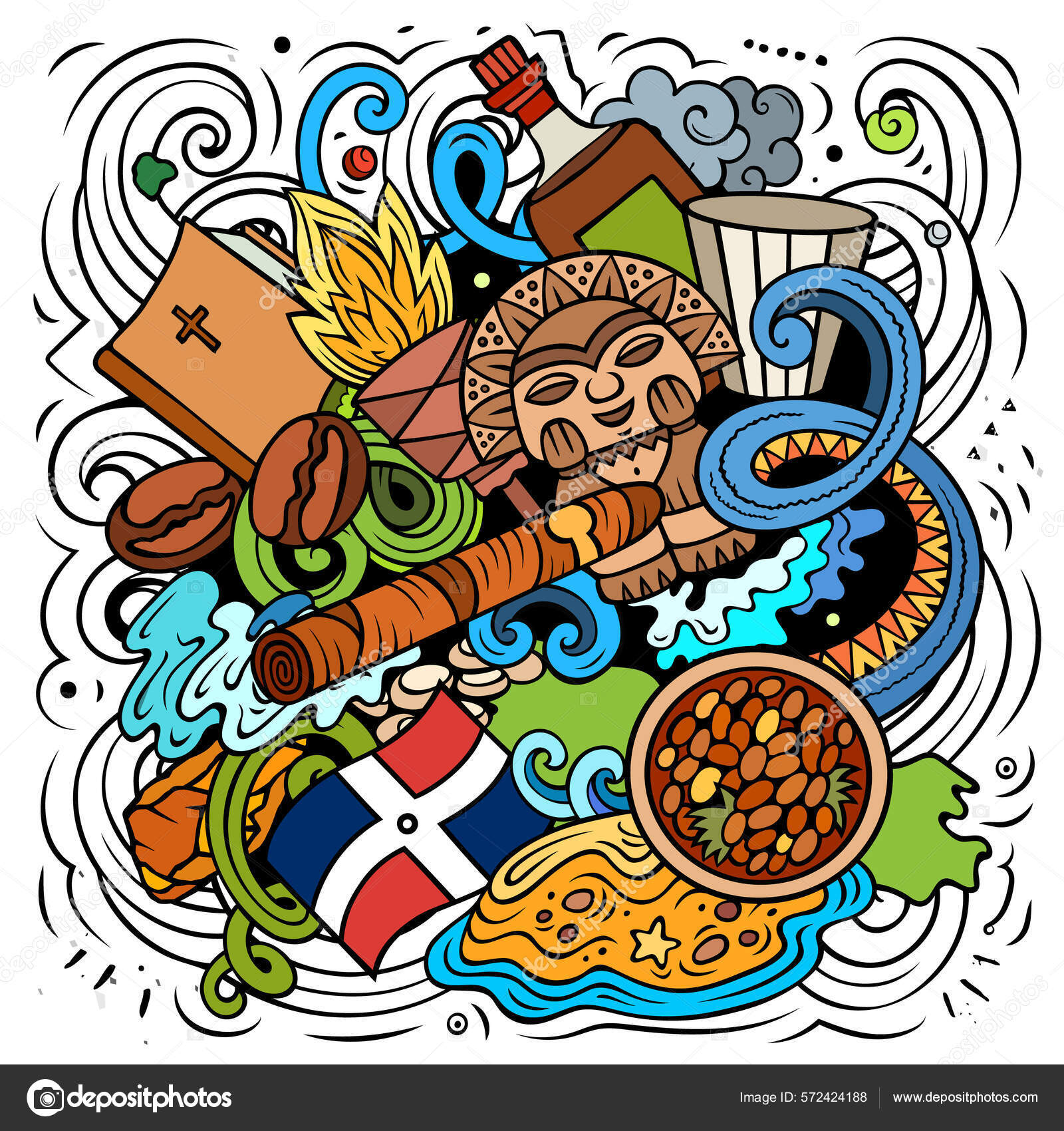 Dominican Republic Hand Drawn Cartoon Doodle Illustration Funny ...