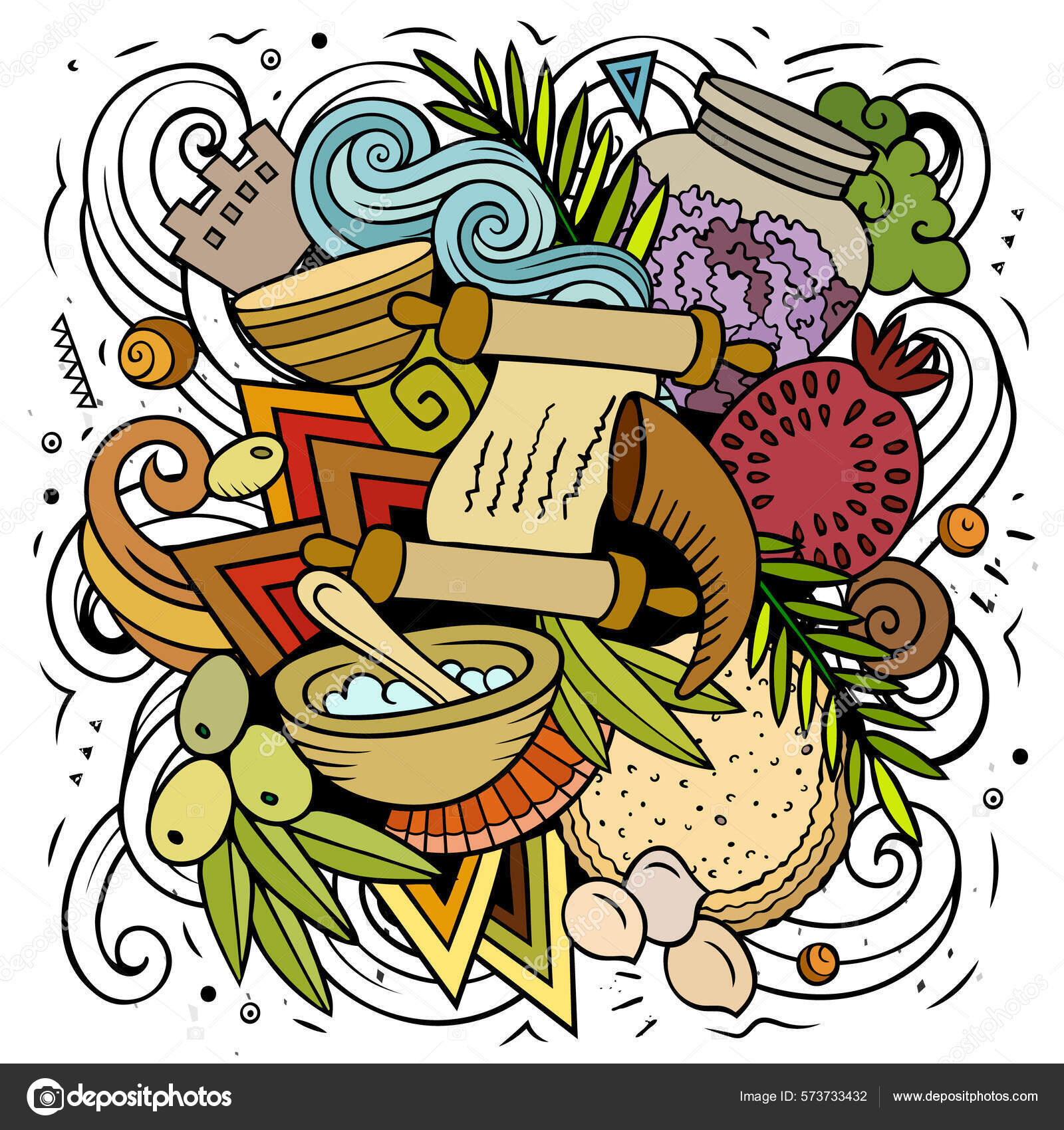 Israel Dibujo Animado Vector Garabato Ilustración Colorida Composición ...