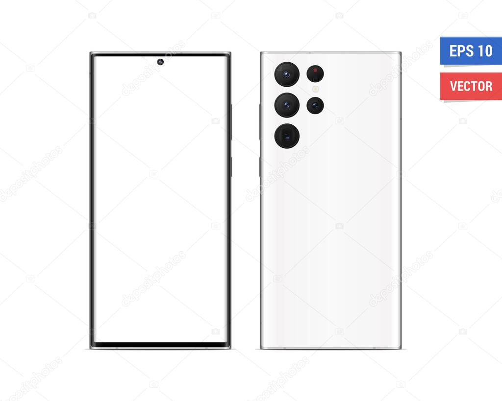Vector realista maqueta plana Samsung Galaxy S22 Ultra con pantalla en ...