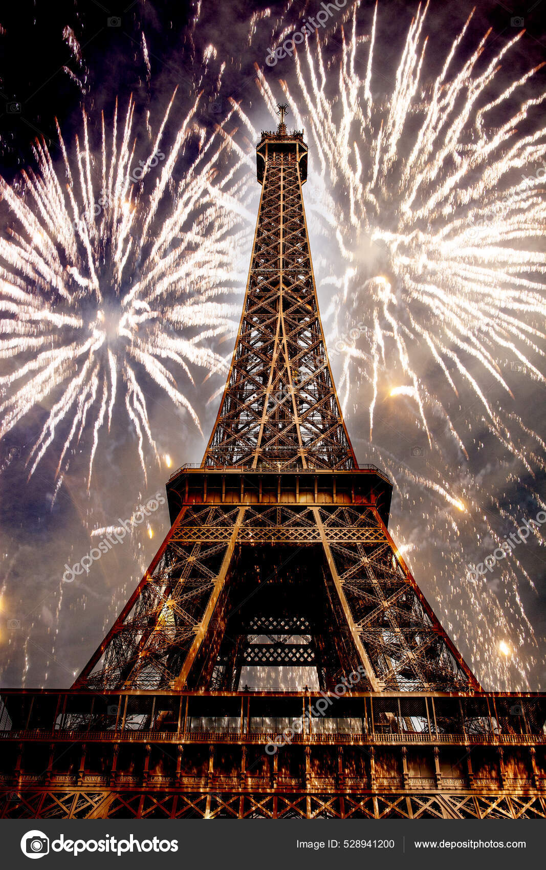 The Eiffel Tower With Fireworks