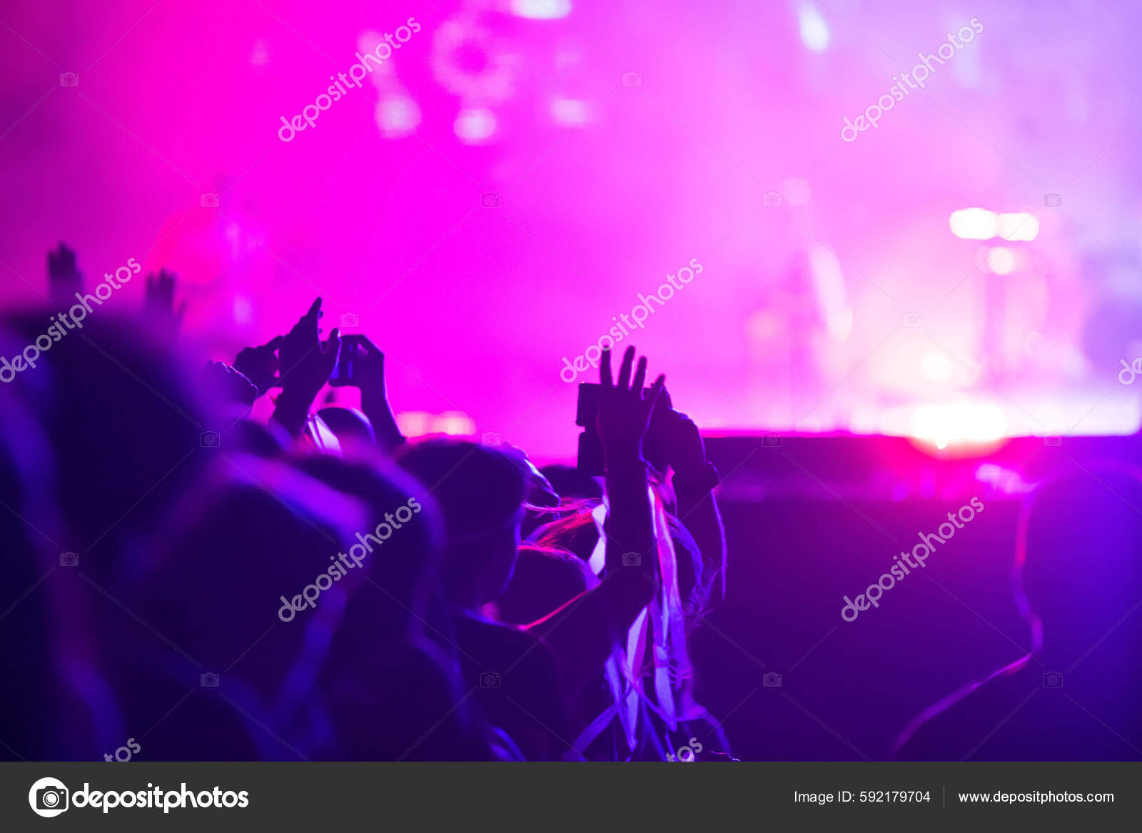 Crowd Partying Stage Lights Live Concert Summer Music Festival — Stock ...
