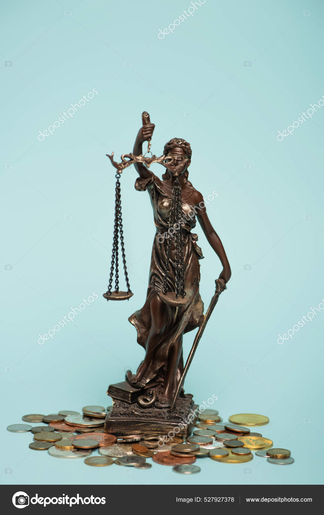 Kyiv Ukraine September 2021 Themis Statue Golden Silver Coins Blue ...