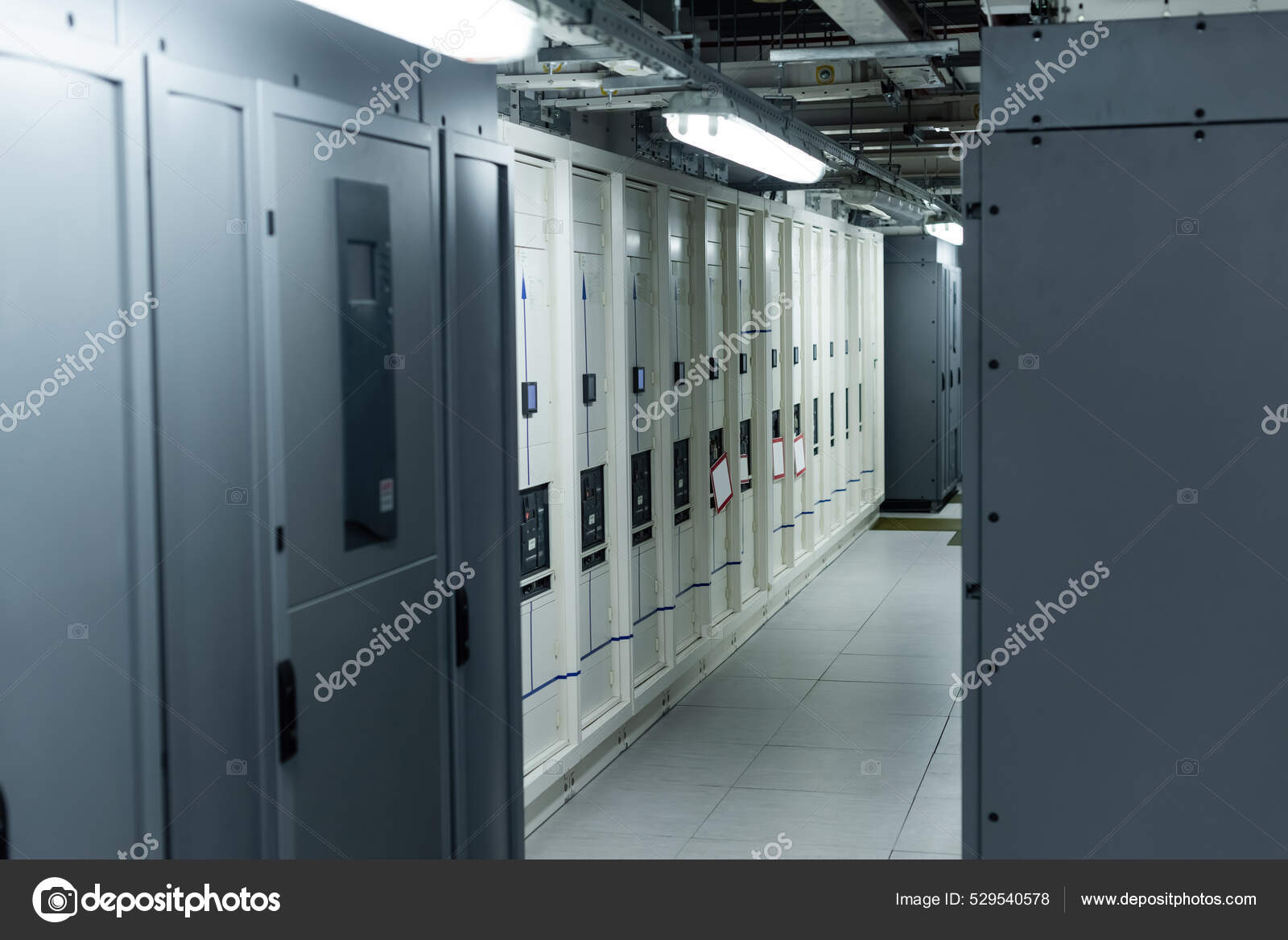 Modern Data Center Rows Closed Servers Cyber Security Concept — Stock ...
