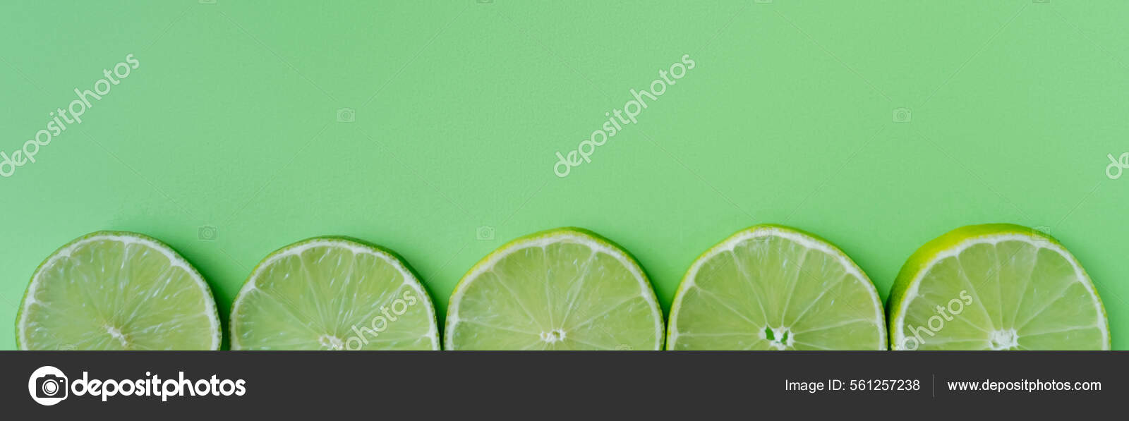 Top View Sliced Lime Green Background Banner — Stock Photo ...