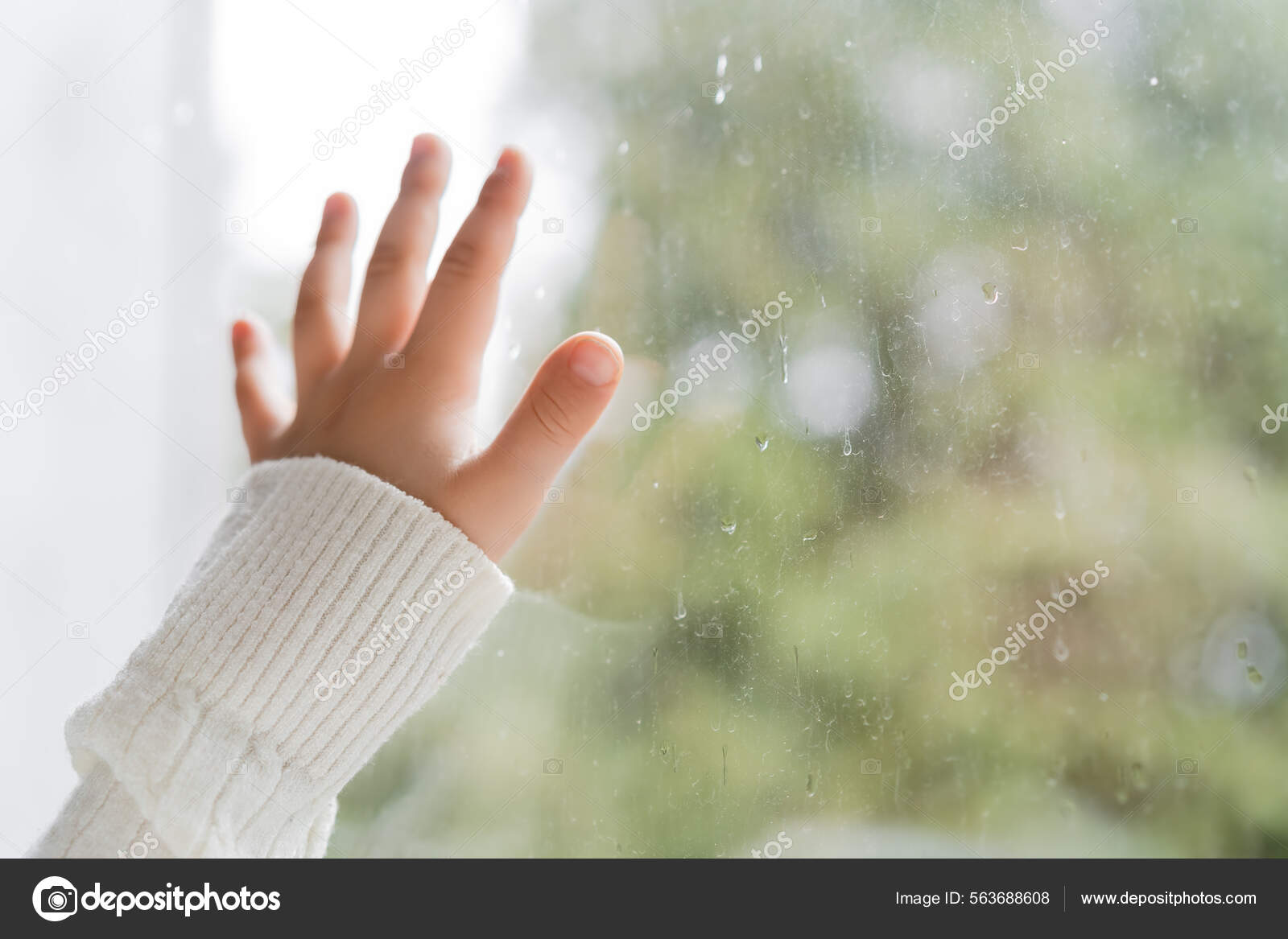 Cropped View Hand Child Window Raindrops — Stock Photo © IgorVetushko ...