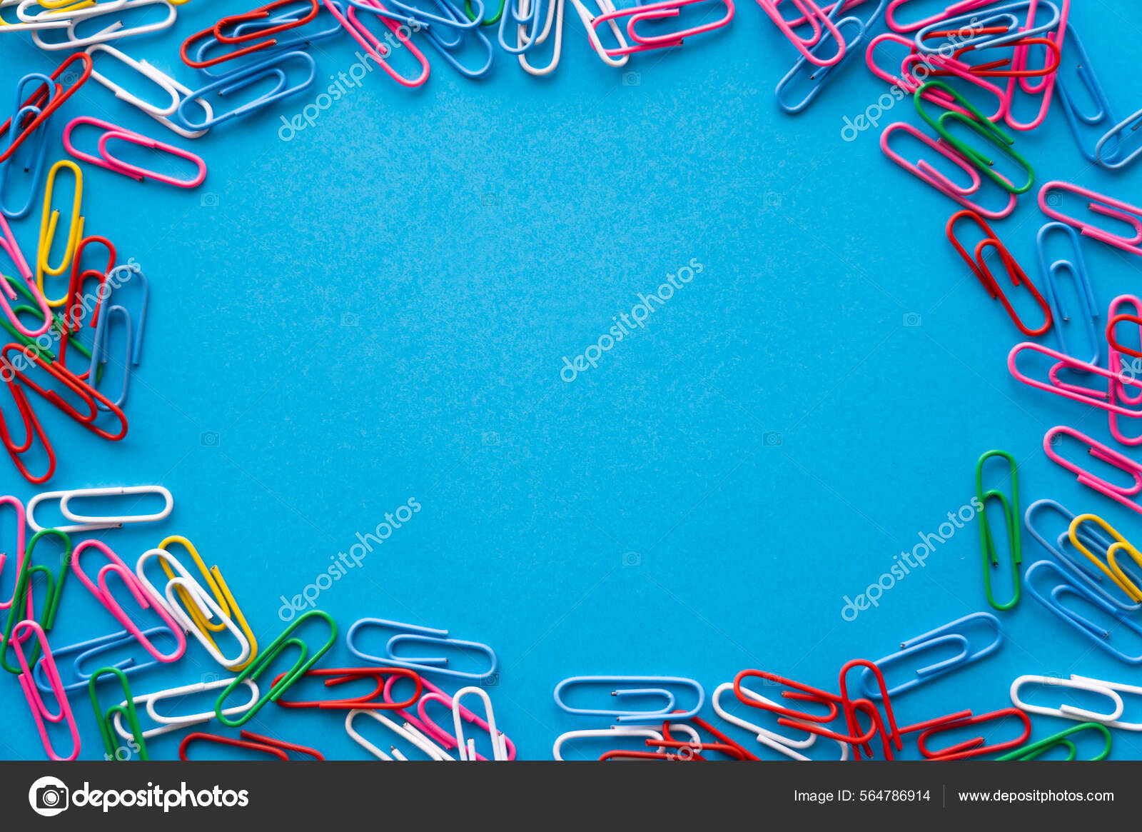 Top View Frame Colorful Paper Clips Blue — Stock Photo © IgorVetushko ...