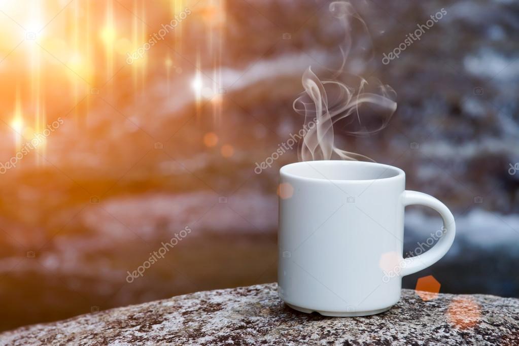 Refreshments and coffee on the rocks at the falls. Stock Photo by ...