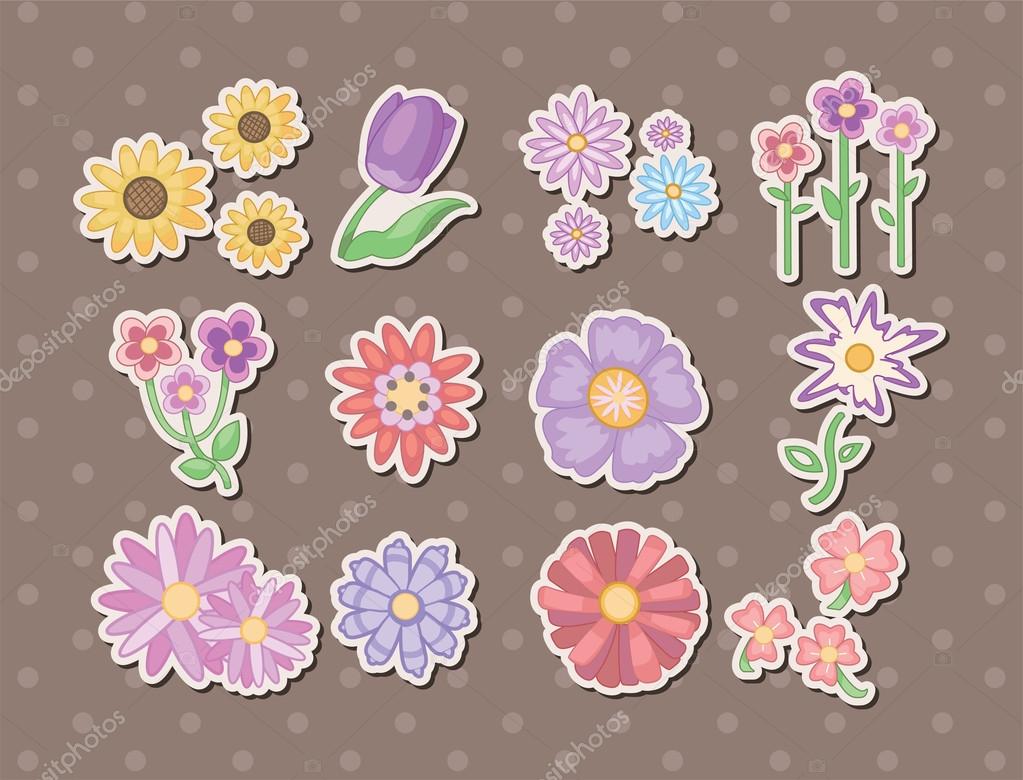 Cartoon flower stickers — Stock Vector © mocoo2003 #13149881