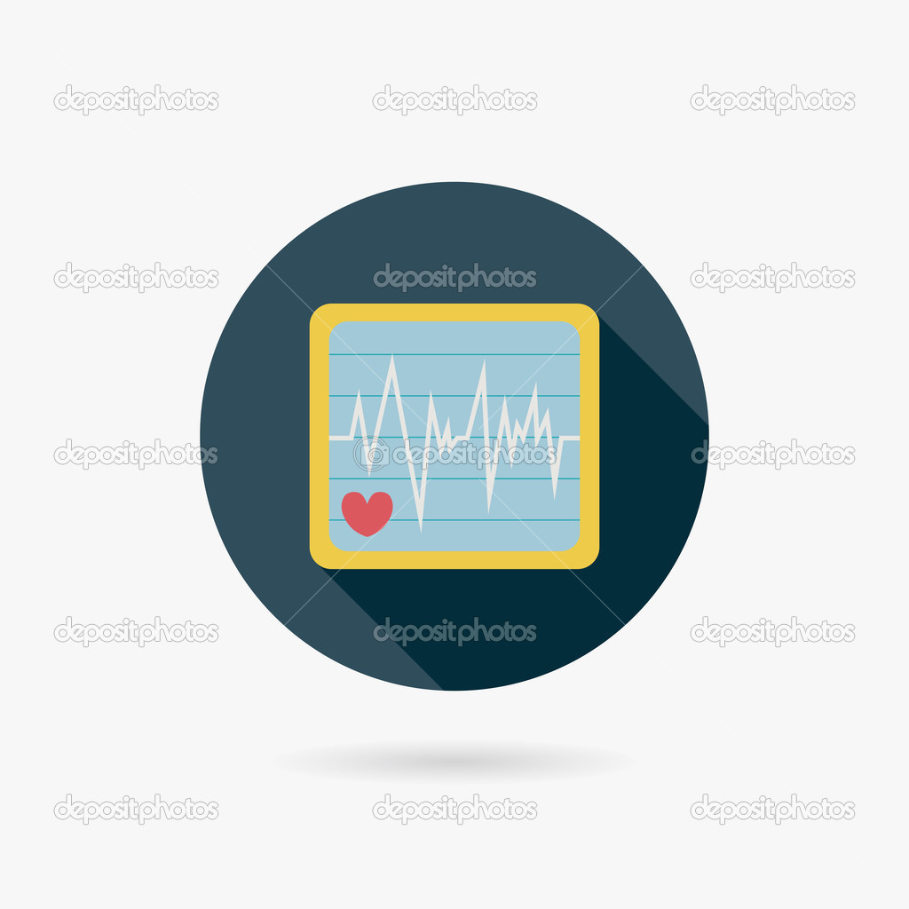 Monitor in the ICU. ECG Flat style Icon with long shadows Stock Vector ...