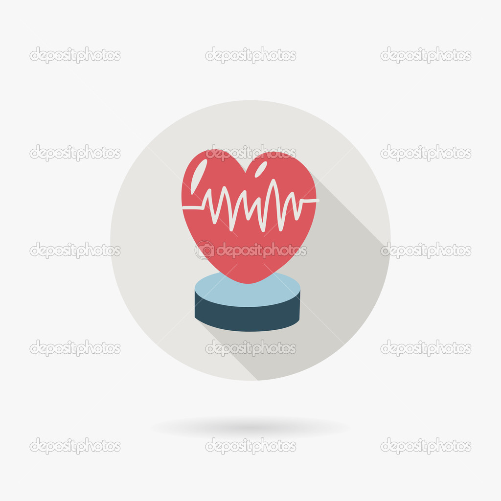 ECG Flat style Icon with long shadows Stock Vector by ©mocoo2003 50251337
