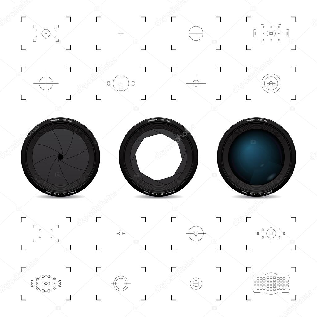 Lenses and viewfinders — Stock Vector © milmirko #34497127