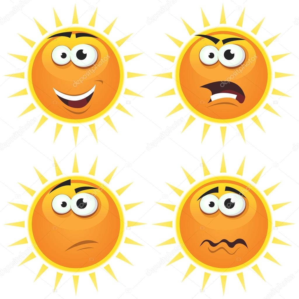 Iconos de dibujos animados del sol Emociones Vector de stock #14532499 ...