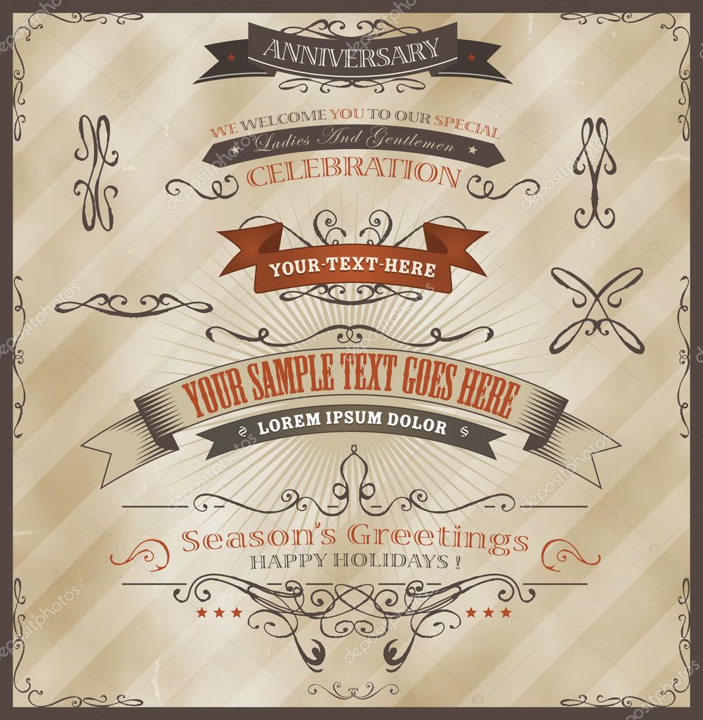 Vintage Invitation And Season's Greetings Stock Vector Image by ...