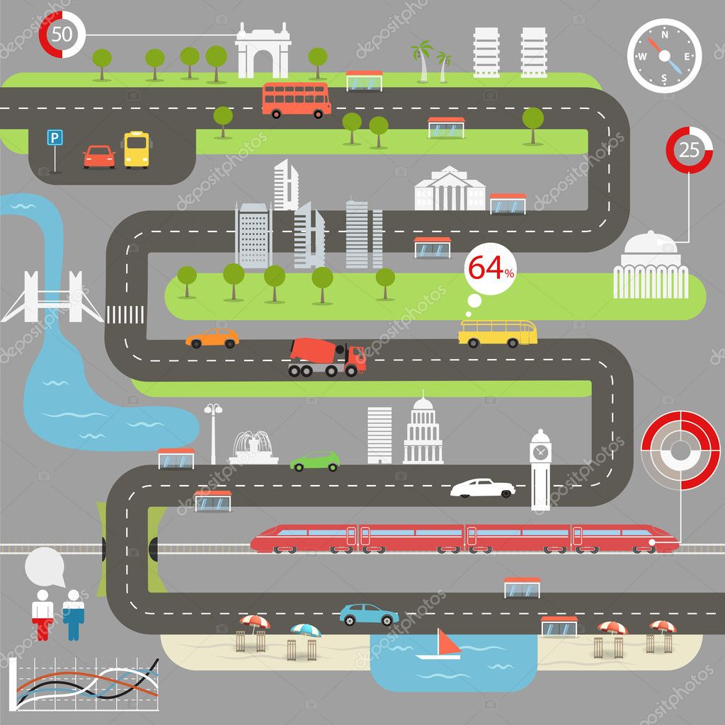 Abstract city map with infographic elements — Stock Vector © tovovan ...