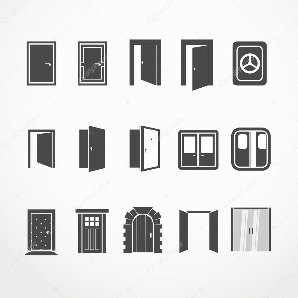 Different doors web icons collection — Stock Vector © tovovan_ #35093987