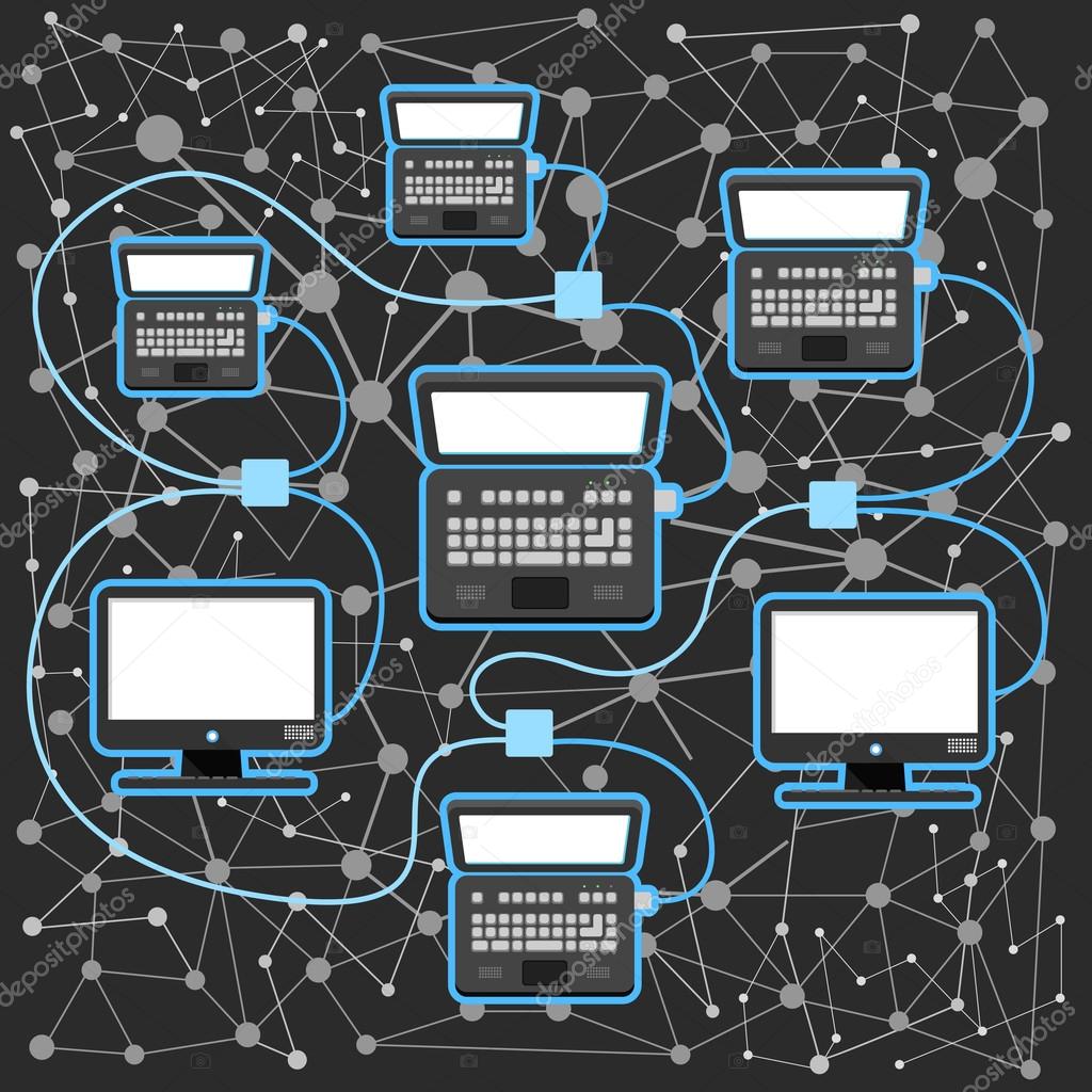 Esquema abstrato da rede de computadores moderna — Vetor de Stock © tovovan_ #36509271