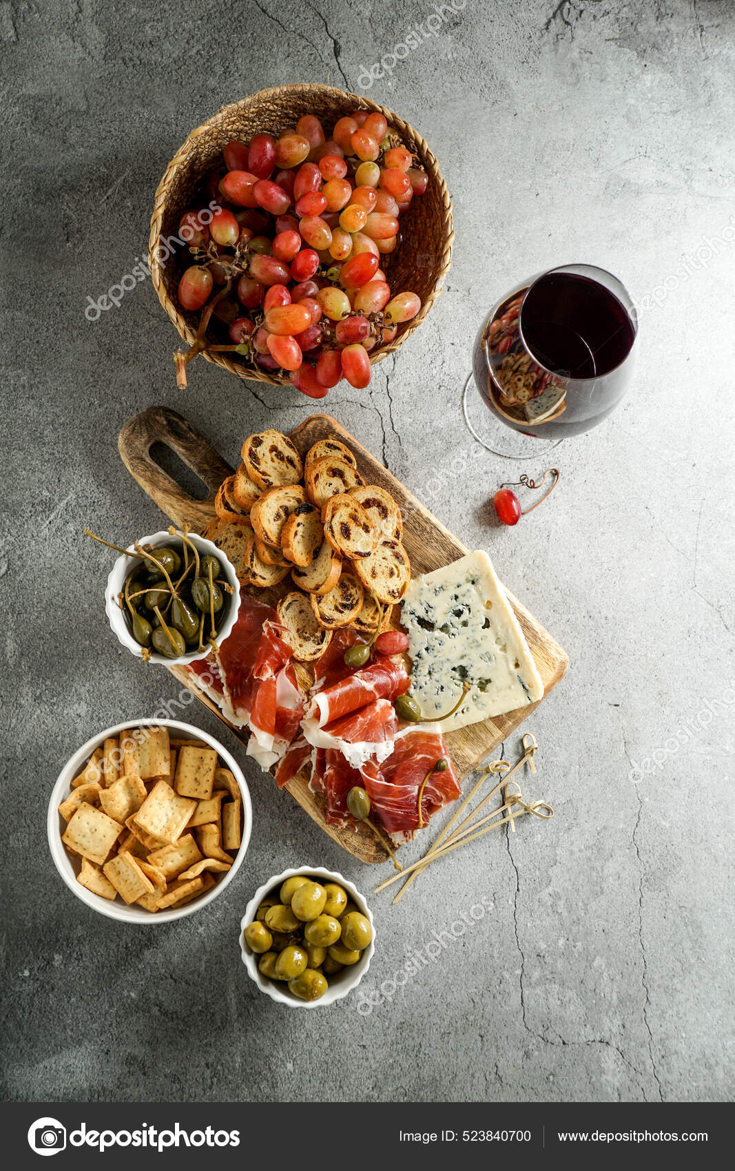 Traditional Spanish Italian Tapas Jamon Iberico Blue Cheese Crackers ...