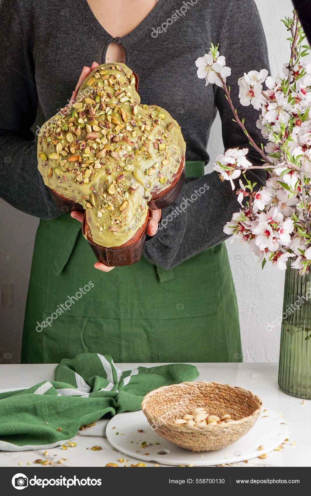 Colomba Pasqua Woman Shef Hands Traditional Italian Easter Dove Cake ...
