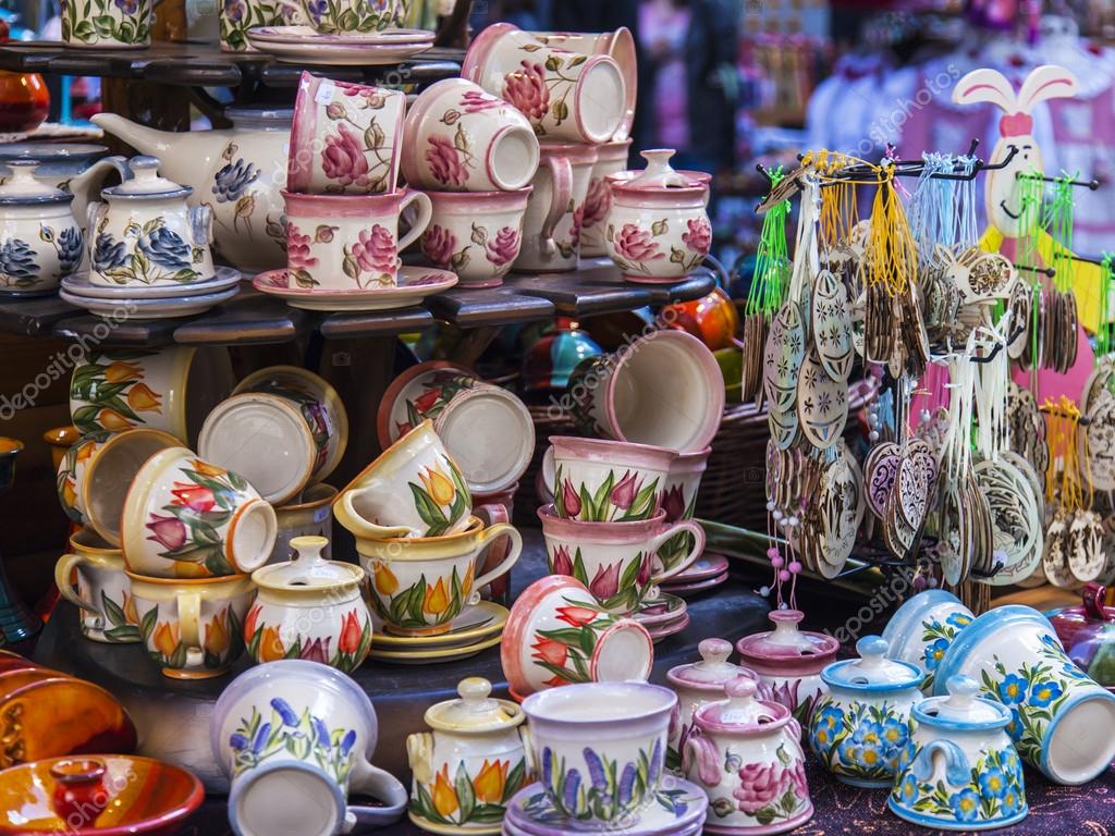 Budapest, Hungary, Fair. Showcase of craft items Stock Photo by ...