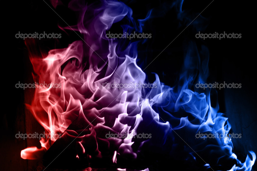 Blue And Red Fire Flames