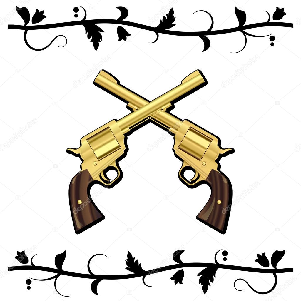 Gold Crossed Guns — Stock Vector © MSSA #12868789