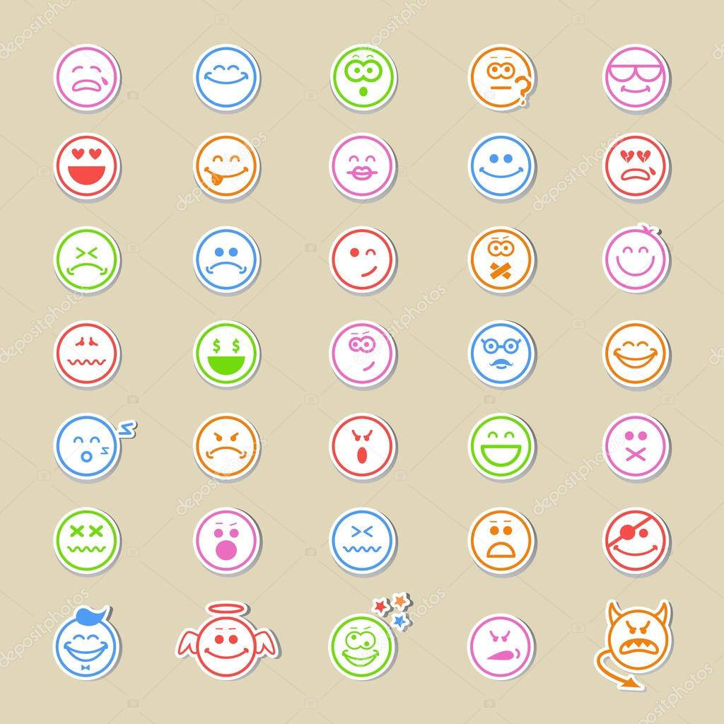 Large collection of round smiley icons Stock Vector Image by ©K3star ...