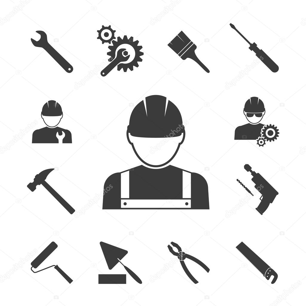 Construction worker icons — Stock Vector © MSSA #45910513