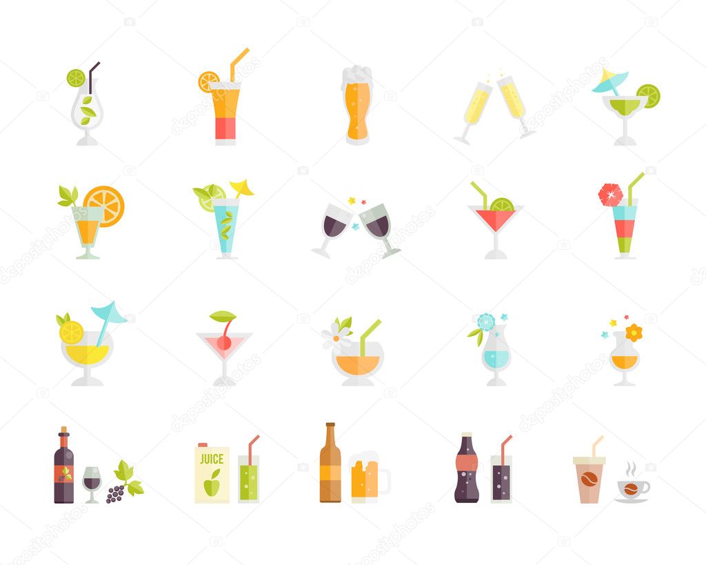 vector iconos de cócteles y bebidas 2022