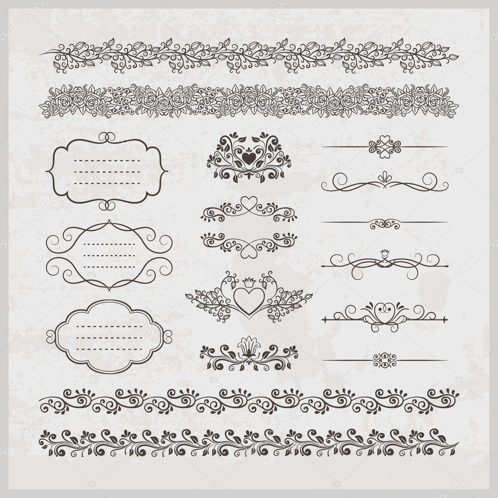 Page decoration borders frames and hearts — Stock Vector © MSSA #50777747