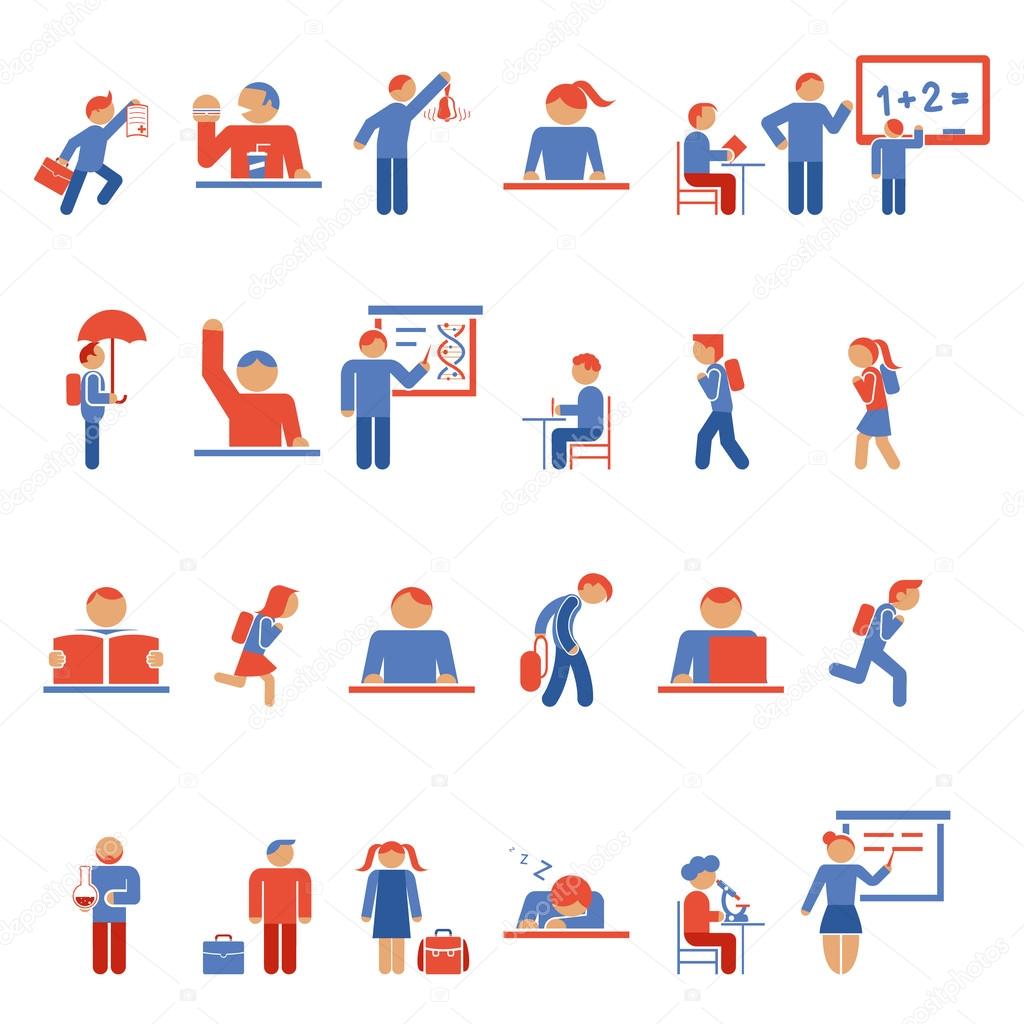 Children in school flat icons — Stock Vector © MSSA #51119665