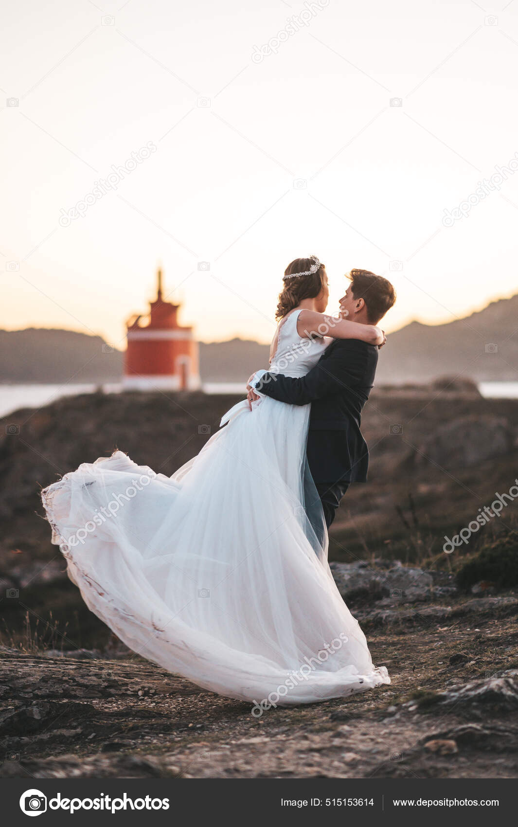 Just Married Couple Dancing Wedding Apparel Nature Stock Photo by ...