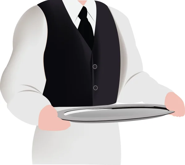 Pelayan dengan nampan makanan Vector Art Stock Images | Depositphotos